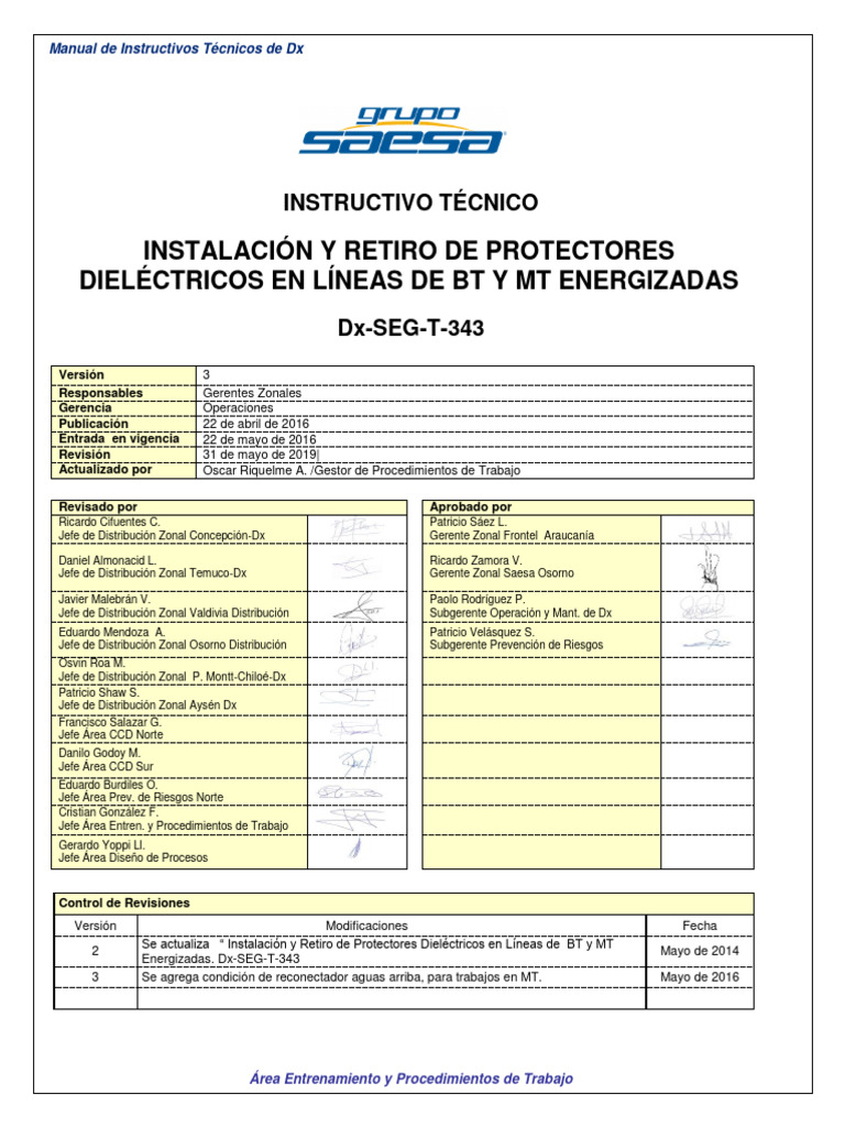 INST. Y RETIRO DE PROTEC. DIELÉCTRICOS EN LÍNEAS DE MT Y BT (PUBLICAR) | PDF | Ingenieria ...