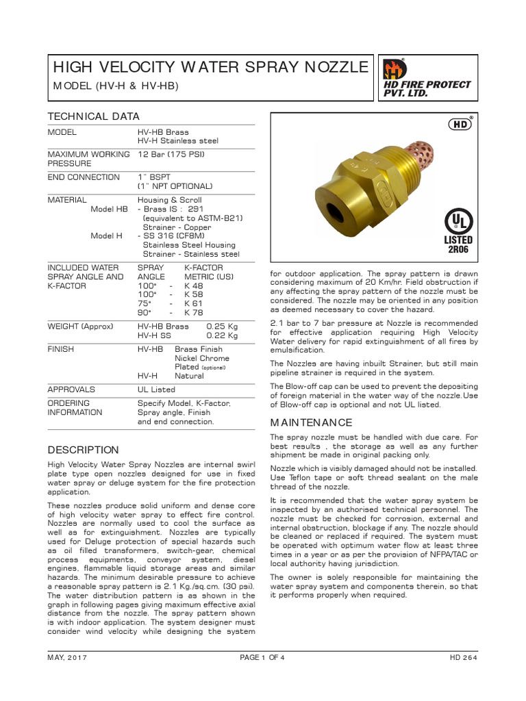 HD264 High Velocity Water Spray Nozzle | PDF