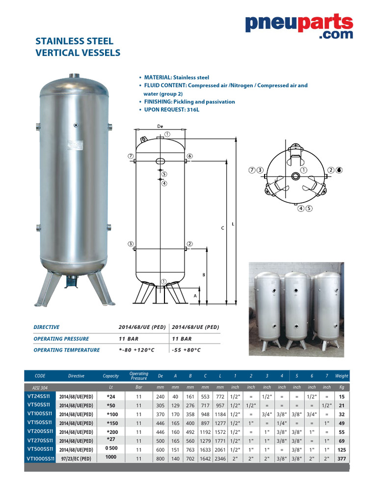 Stainless Steel Vertical Vessels Specs | PDF | Technology & Engineering