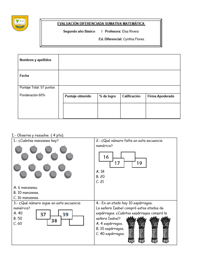 Prueba Sumativa Matematica (Leonel) | PDF