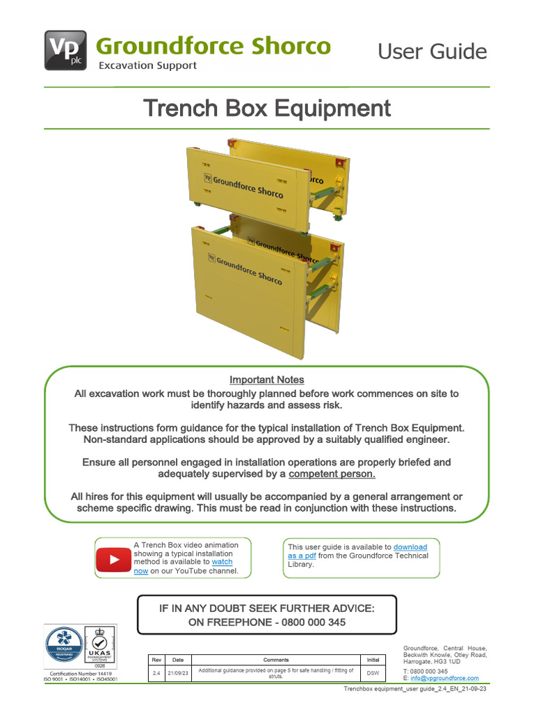 Trench Box Equipment - User Guide - 2 4 - EN - 21 09 23 - 1 | PDF ...