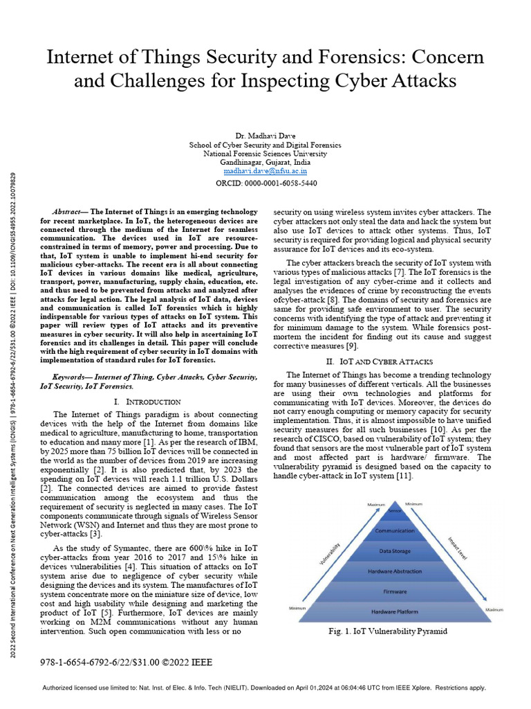 Internet Of Things Security And Forensics Concern And Challenges Pdf