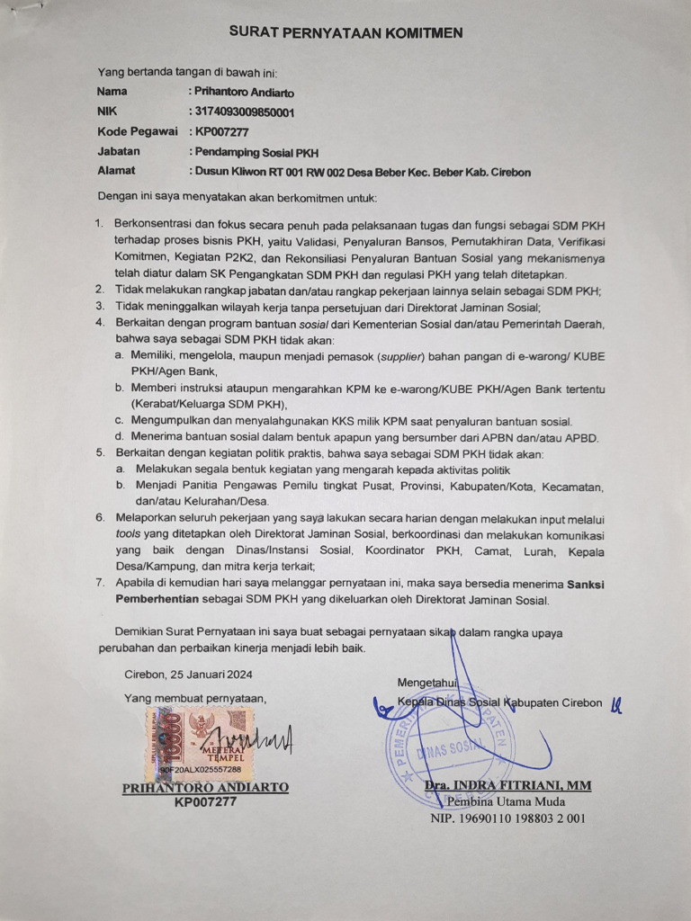 Surat Komitmen | PDF