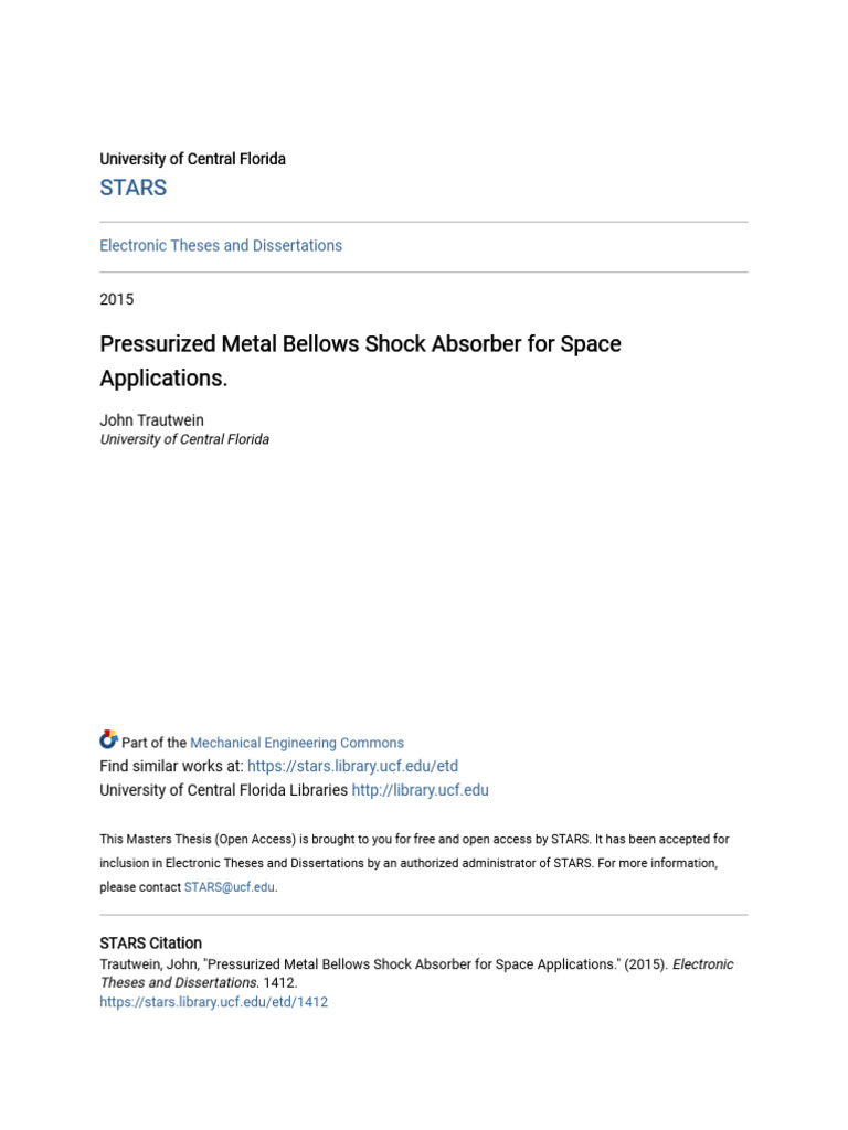 Pressurized Metal Bellows Shock Absorber for Space Applications ...