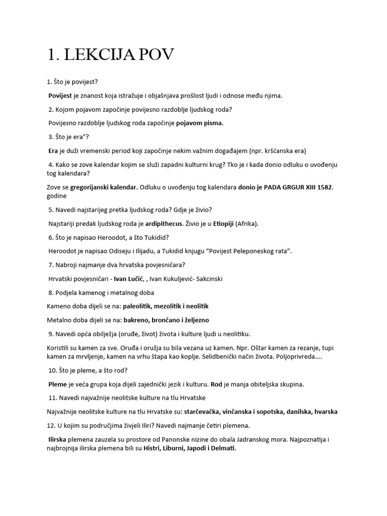 Odgovaranje 1. Lekcija Pov | PDF