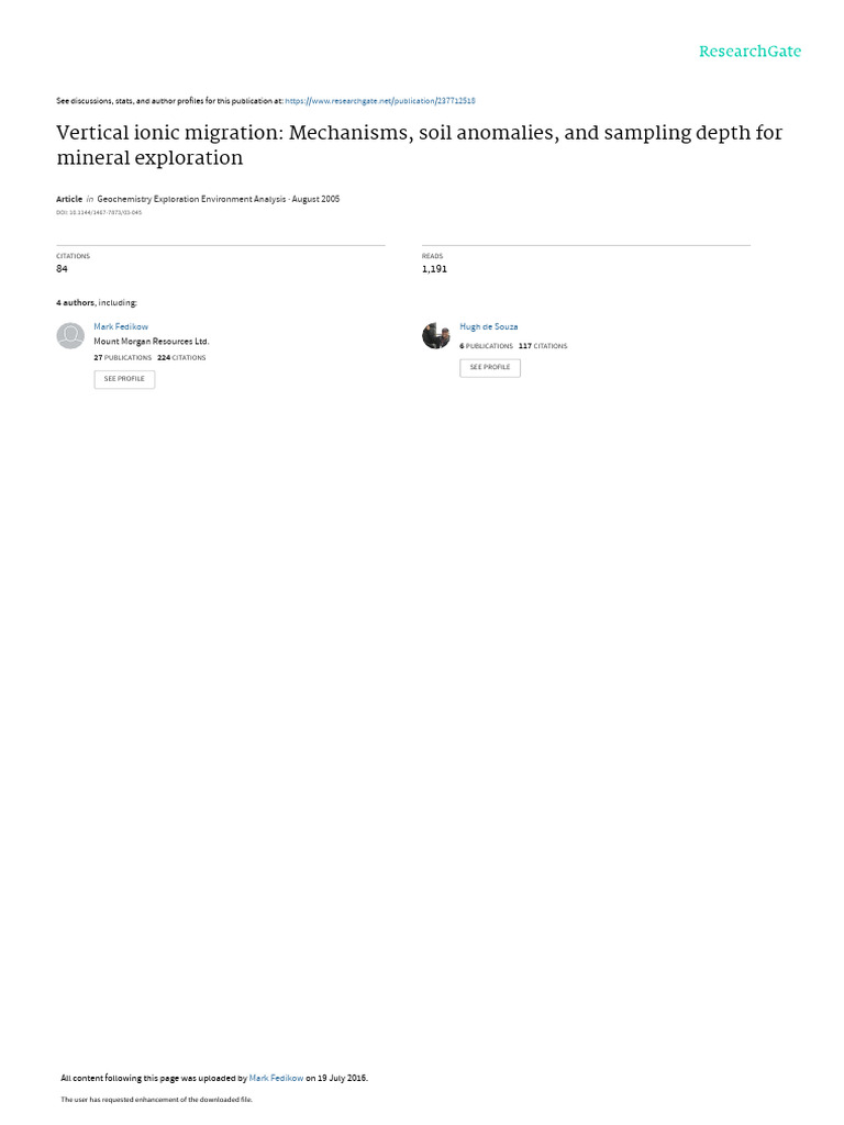 Ionic Migration in Soil for Mining | PDF | Soil | Water