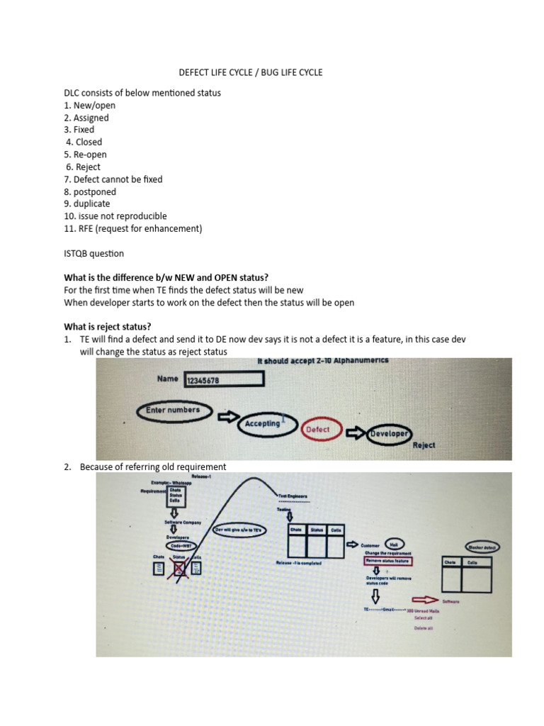 DEFECT LIFE CYCLE NOTES | PDF | Software Bug | Software Engineering
