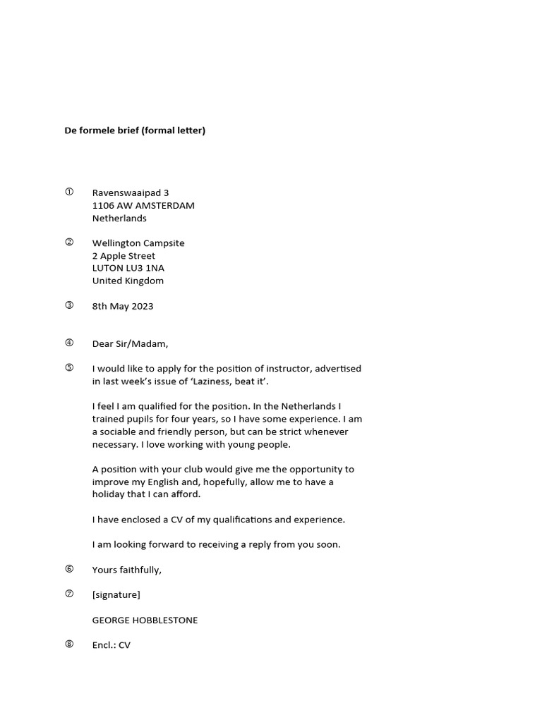 formal letter (instructions) | PDF
