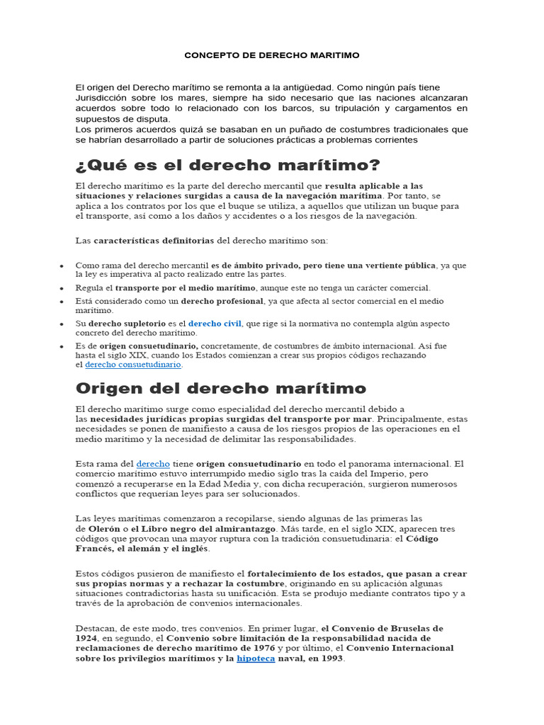 Concepto de Derecho Maritimo | PDF | Ley del Almirantazgo | Antigua Grecia