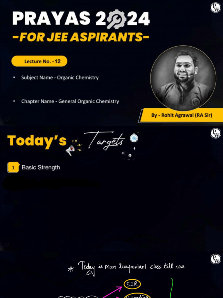 GOC 12 Class Notes Prayas JEE 2024 | PDF