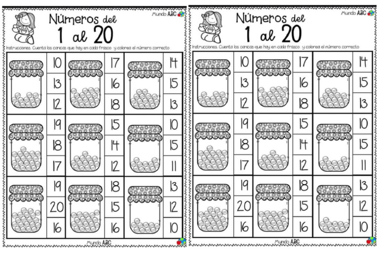 coloreo cantidades hasta el numero 20 | PDF