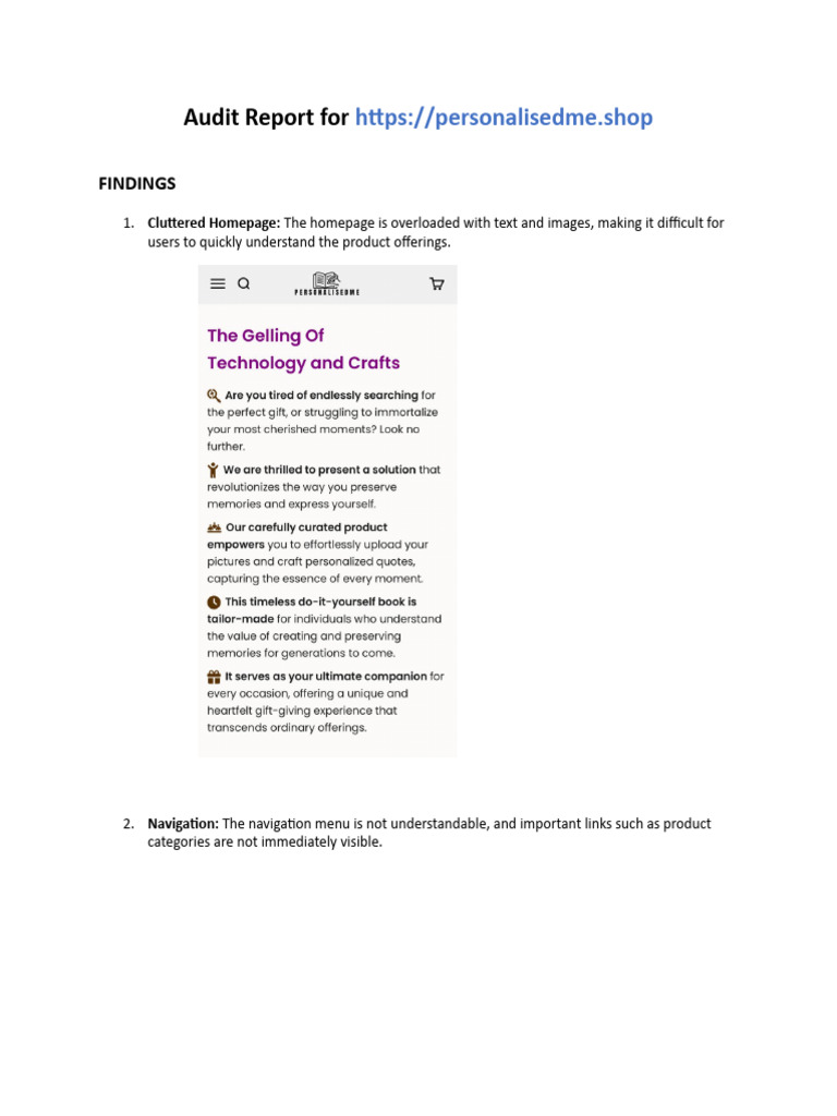 Audit Report For: Findings | PDF | Web Development | Internet