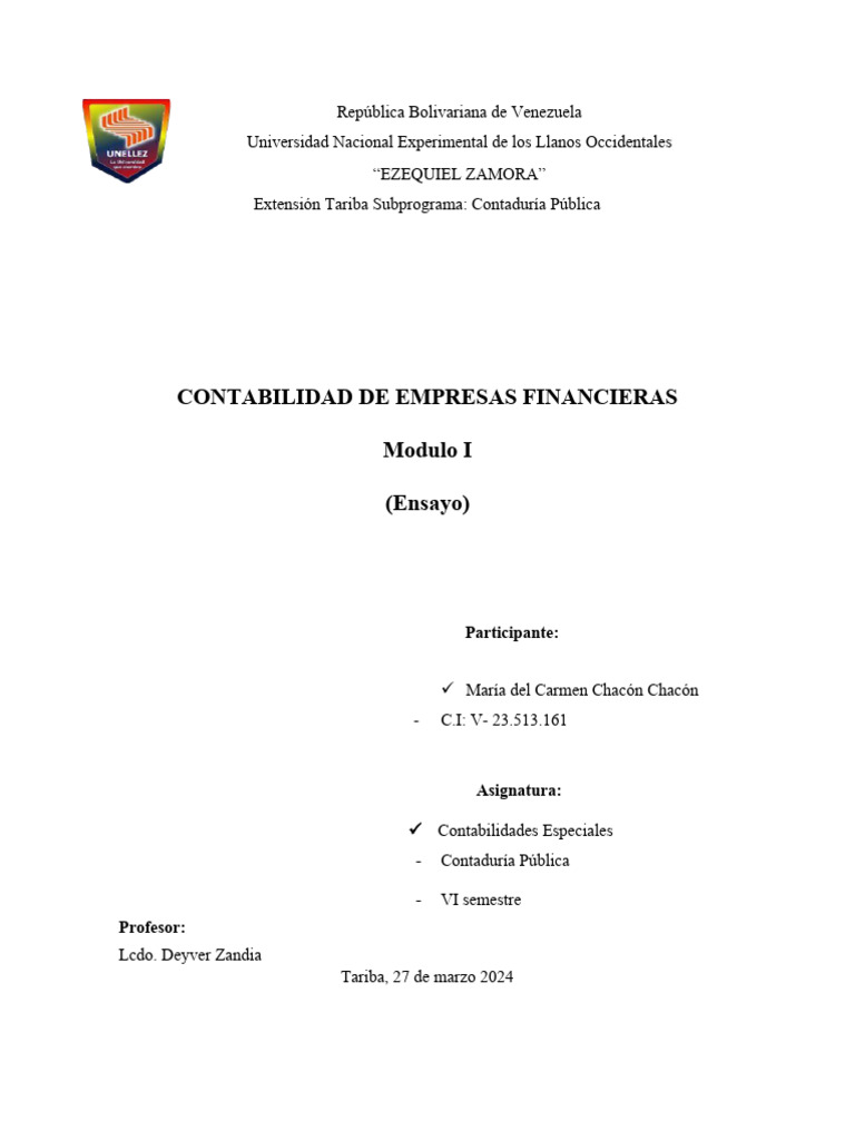 Maria Chacon 23.513.161 ENSAYO ORI | PDF | Bancos | Seguro