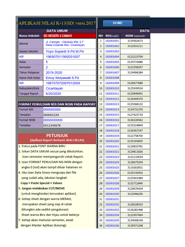 Raport K13 v.2017 Wali Kelas 2 Sem 2.1819 | PDF