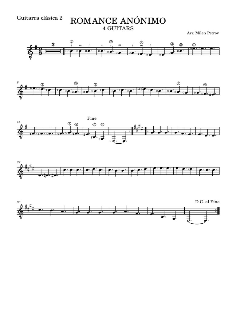Romance Anónimo-Guitarra Clásica 2 | PDF