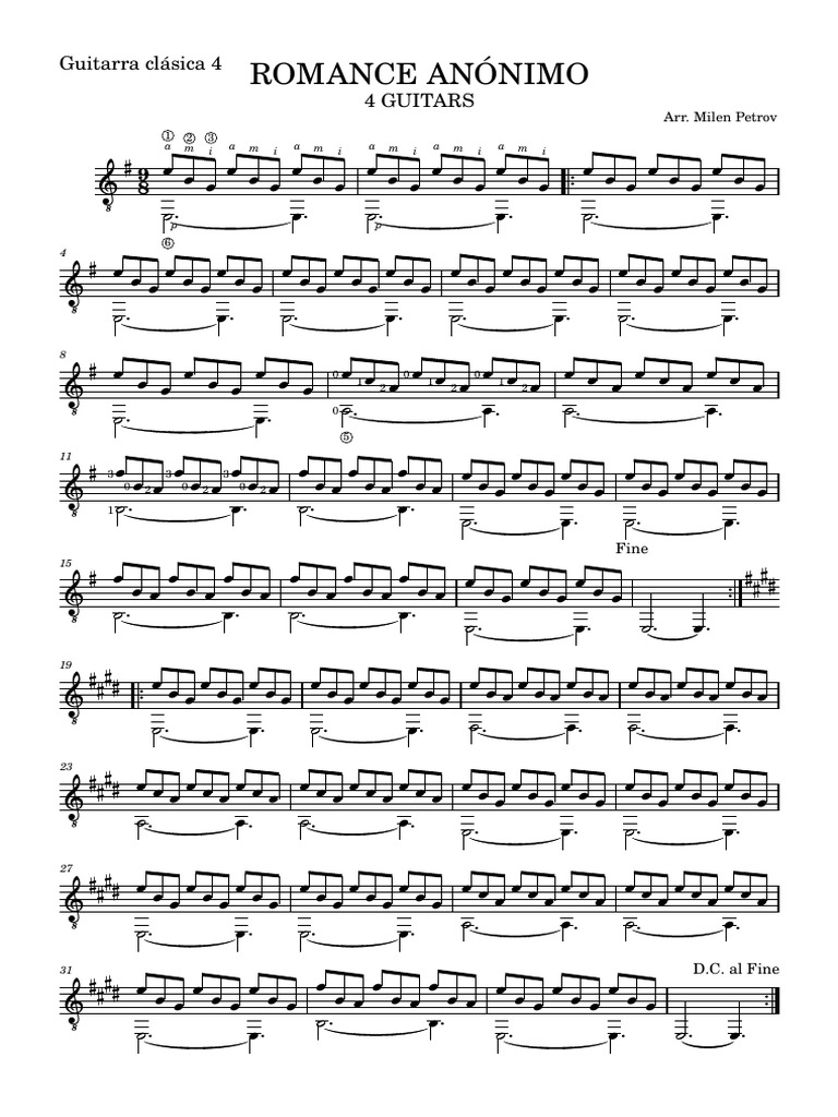 ROMANCE ANÓNIMO-Guitarra - Clásica - 4 | PDF | Lill Lindfors Songs ...
