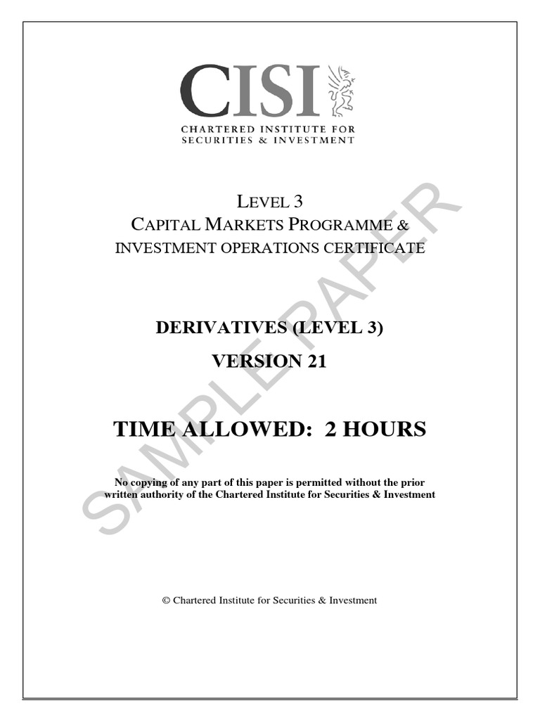 Cid2 V21a Sample - Derivatives | PDF | Derivative (Finance) | Futures ...