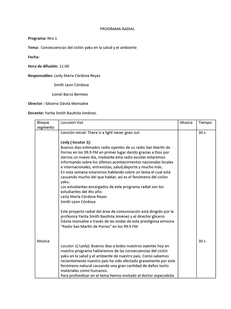 Programa Radial 2 Grupoo | PDF | Agua | Residuos