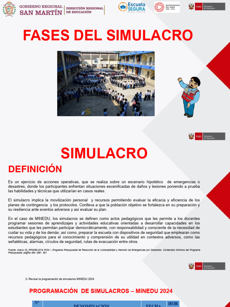 FASES DEL SIMULACRO 16-05-2024 | Descargar gratis PDF | Evaluación | Simulación