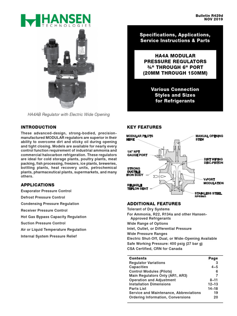 Catalogo Valvulas Hansen HA4A | PDF | Valve | Pipe (Fluid Conveyance)
