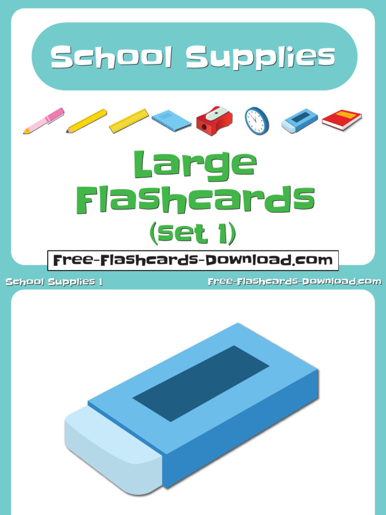 School Supplies Large Flashcards Set1 | PDF | Language Arts ...