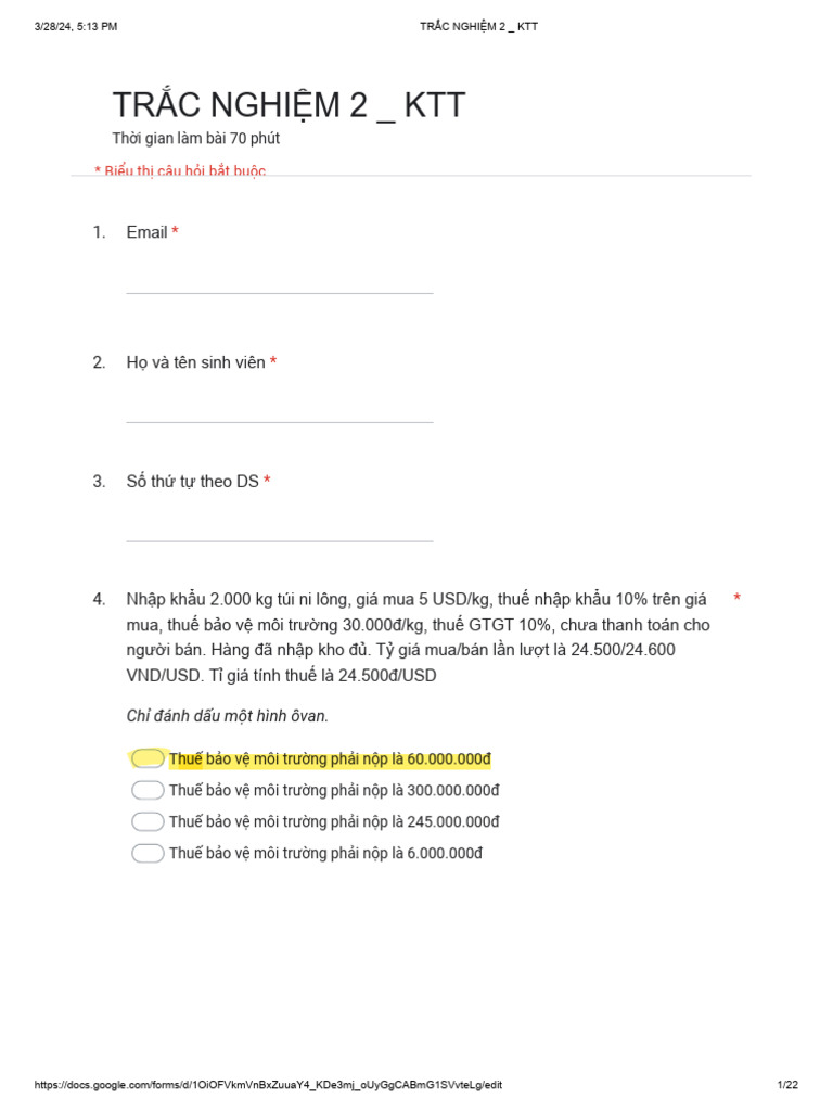 TRẮC NGHIỆM 2 - KTT 08042024 | PDF