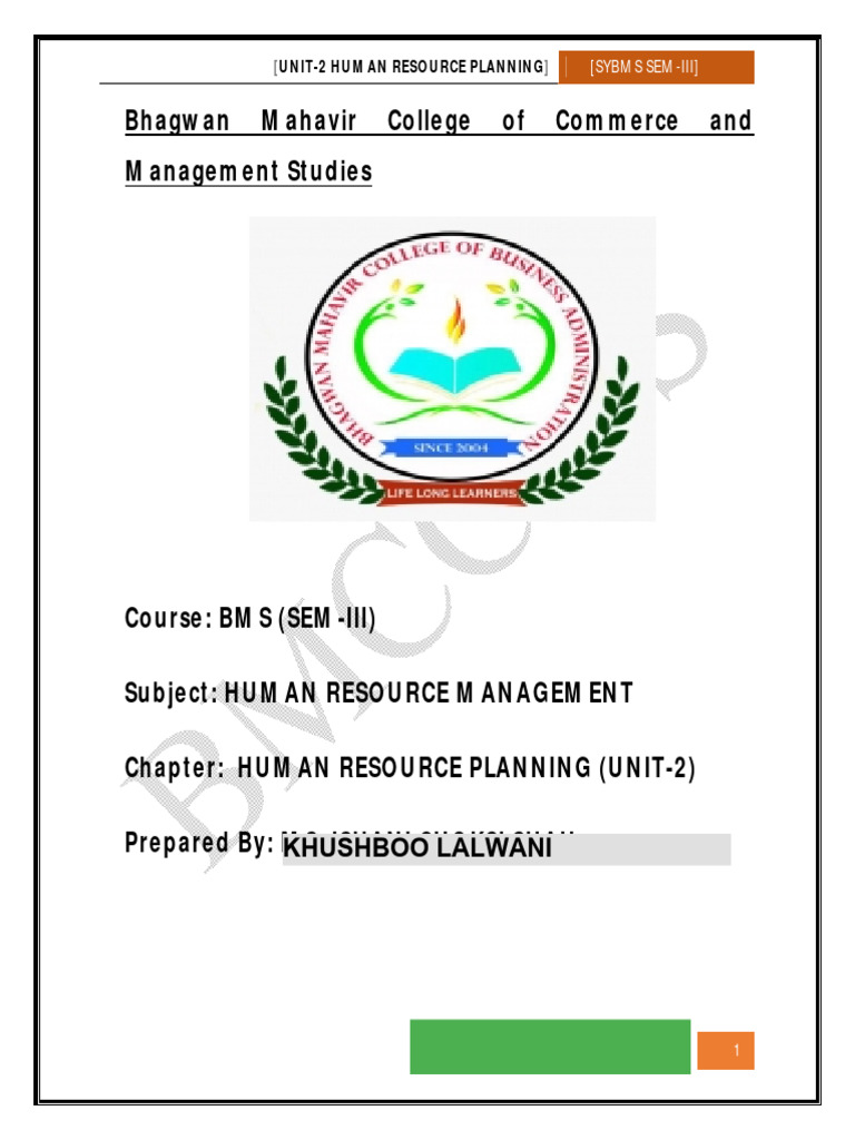 Unit-2 Human Resource Planning (1) 2 | PDF | Human Resources | Employment
