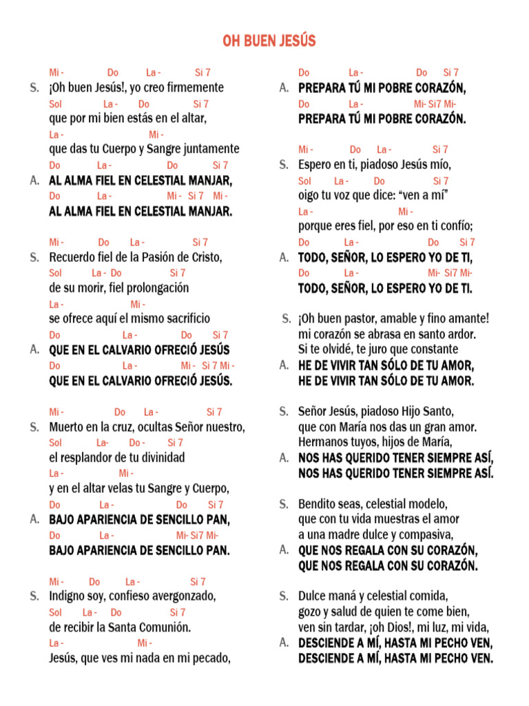 Oh Buen Jesús | PDF | eucaristía | María, madre de Jesús