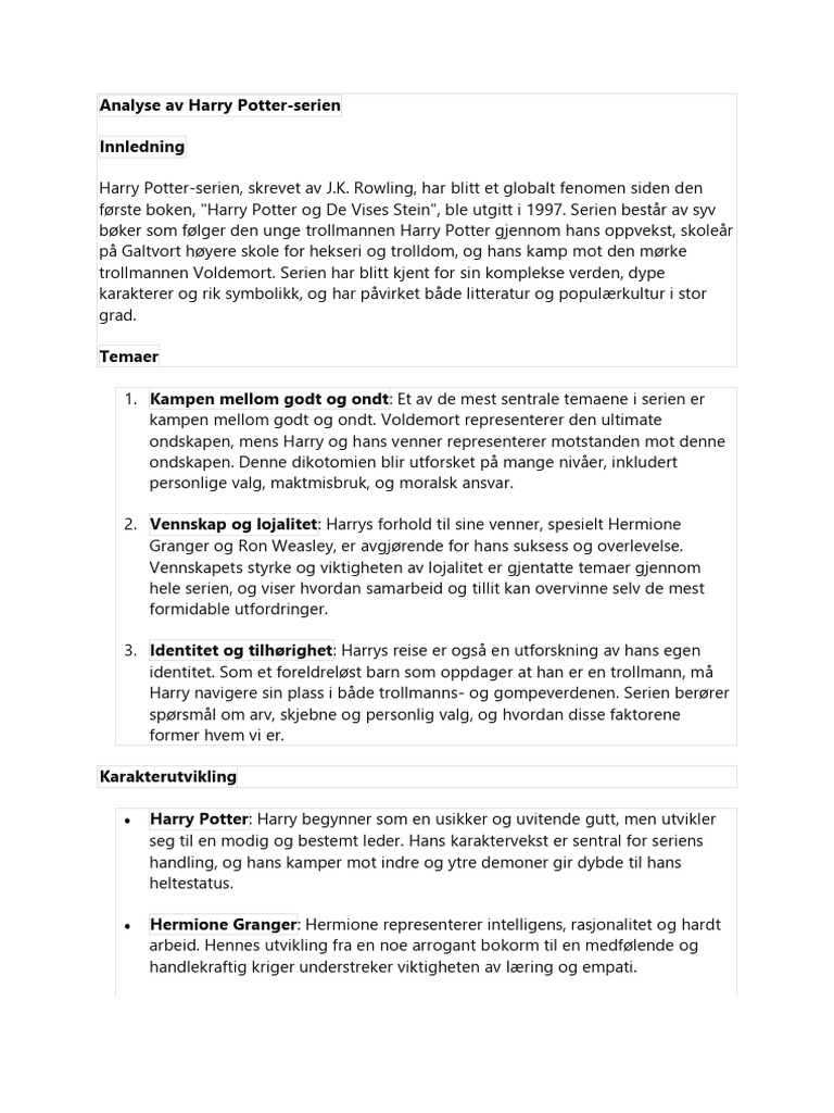 Harry Potter Analysis | PDF