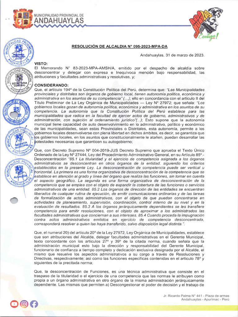 Resolucion de Alcaldía Delegación de Facultades Aprobacion de ITSE | PDF