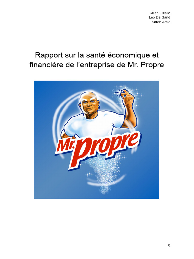 Analyse - MR Propre | PDF | Revenu brut | Fonds de roulement