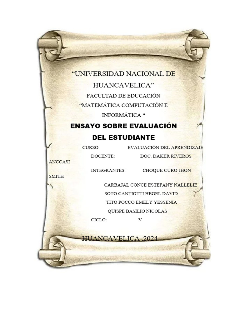 Ensayo de Daker Eva. Estudiantes | PDF | Evaluación | Enseñando