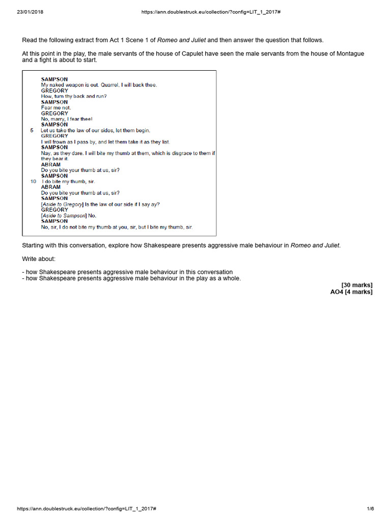 English KS4 Work Lit 1 Romeo and Juliet | PDF | Characters In Romeo And ...