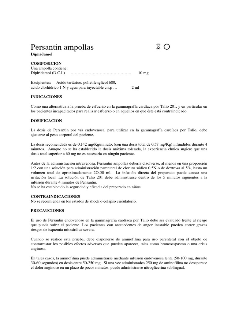 Persantin Ampollas 6 ¡: Dipiridamol Composicion | Descargar gratis PDF ...