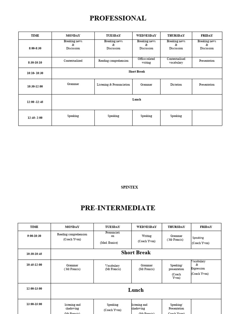 New Timetable For All Levels - 2024 (1) Spintex | PDF | Linguistics | Human Communication