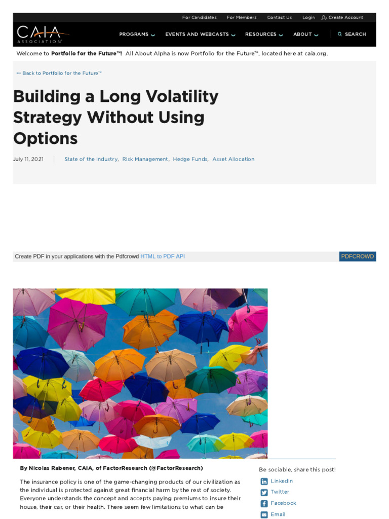 Building A Long Volatility Strategy Without Using Options - CAIA (WebpagePDF) | PDF ...