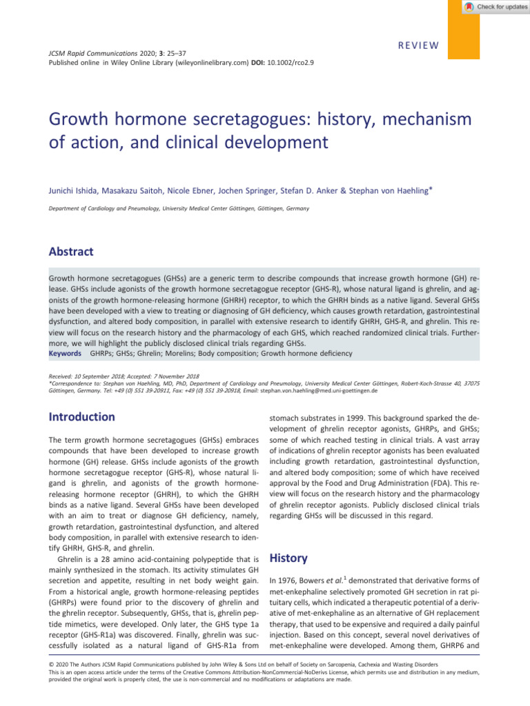 Growth Hormone Secretagogues History Mechanism of Action and Clinical ...
