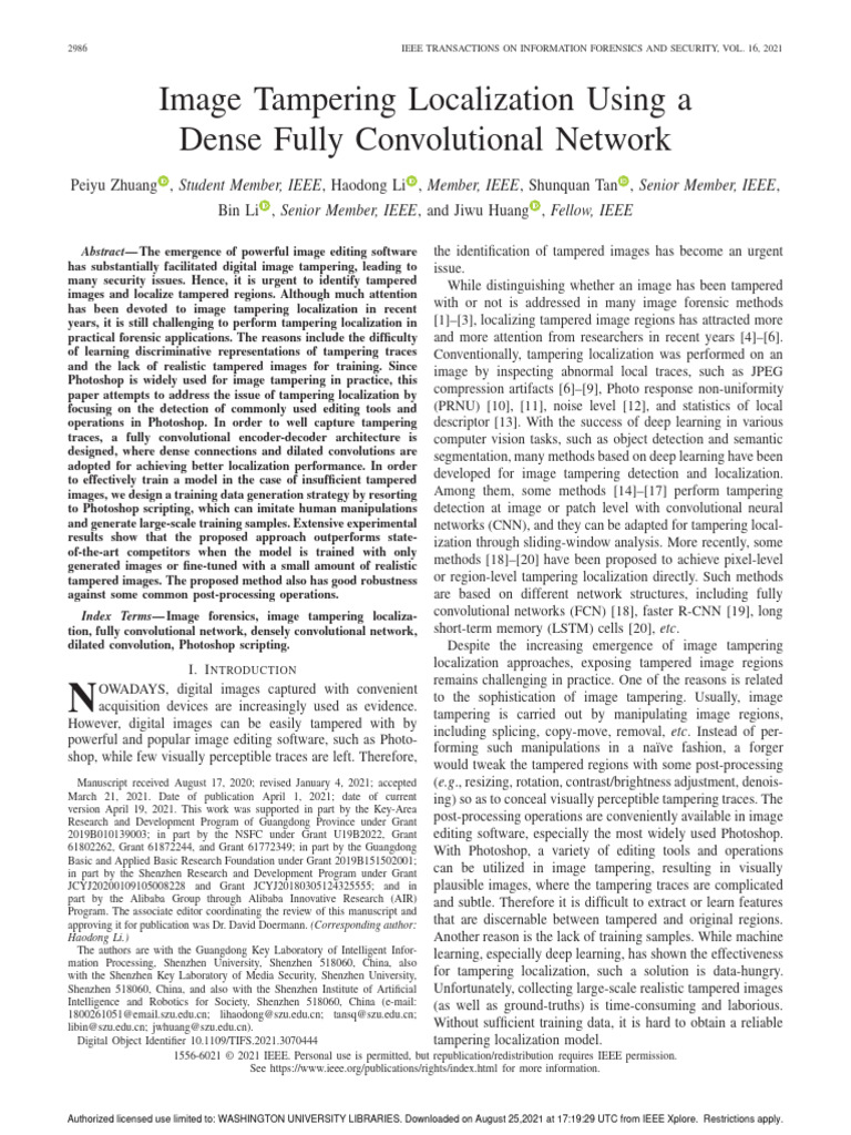 Image Tampering Localization Using A Dense Fully Convolutional Network | PDF | Image Editing ...