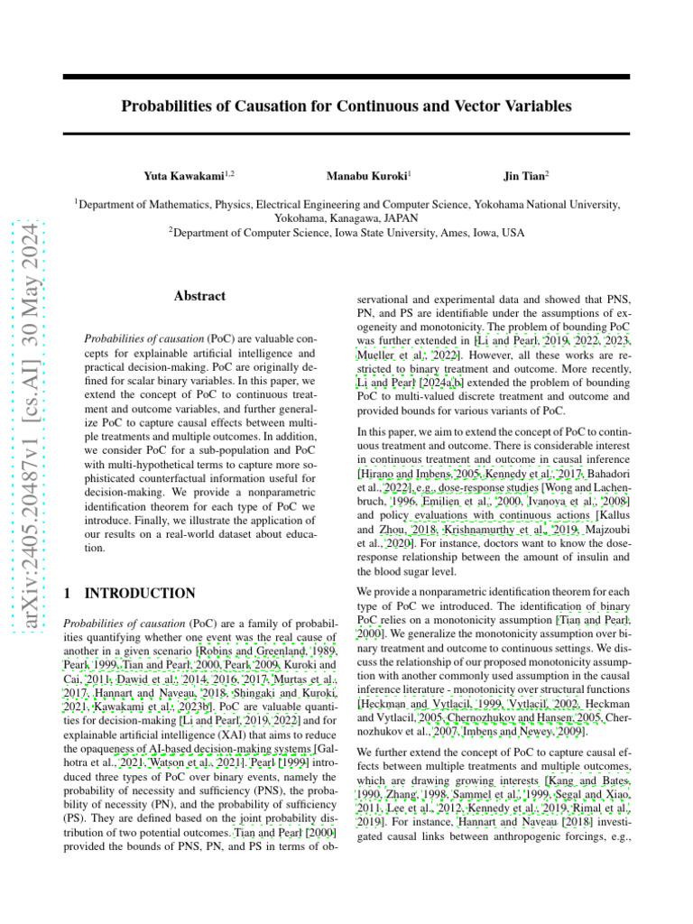 Causation Probabilities for Continuous Variables | PDF | Causality | Function (Mathematics)
