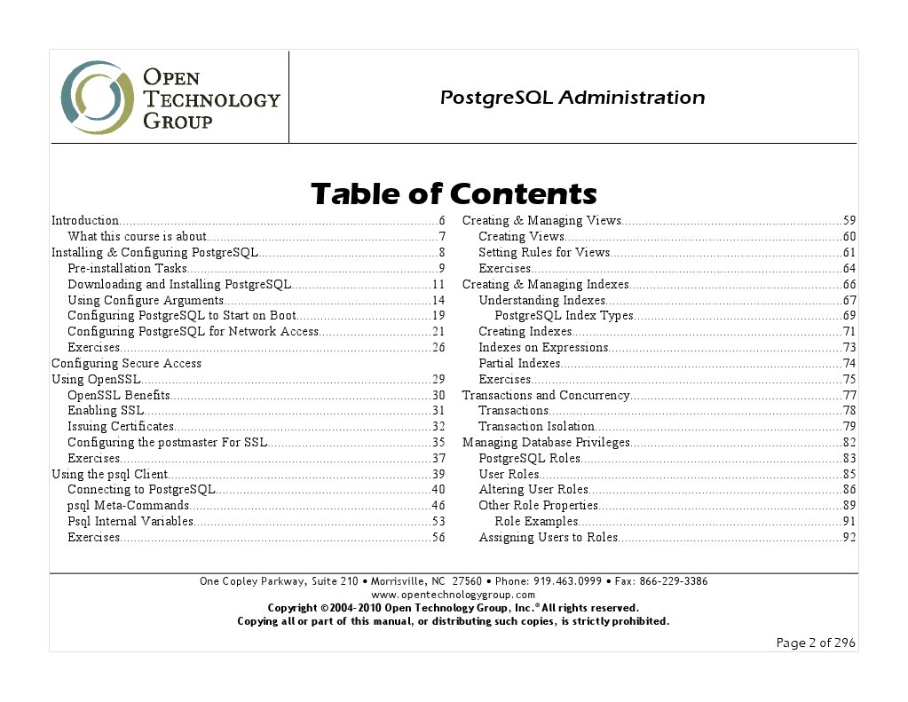 PostgreSQL Administration TOC | Download Free PDF | Postgre Sql | Backup