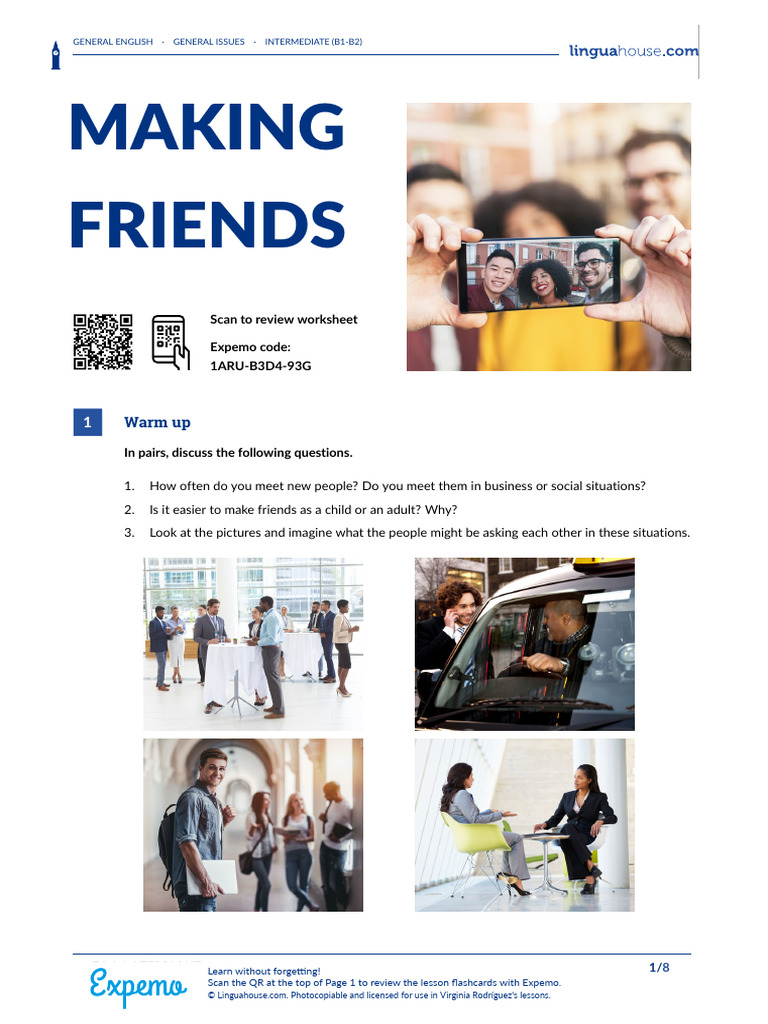 Making Friends: Intermediate Guide | PDF | Verb | English Language