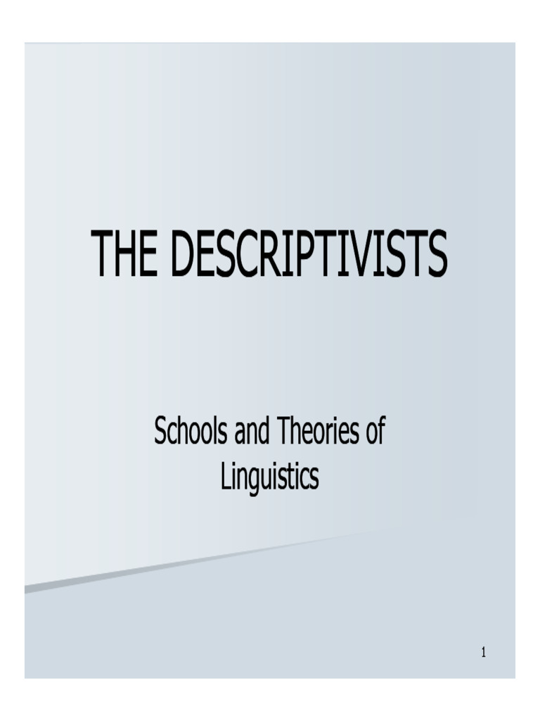 Descriptivists | PDF | Linguistics | Human Communication