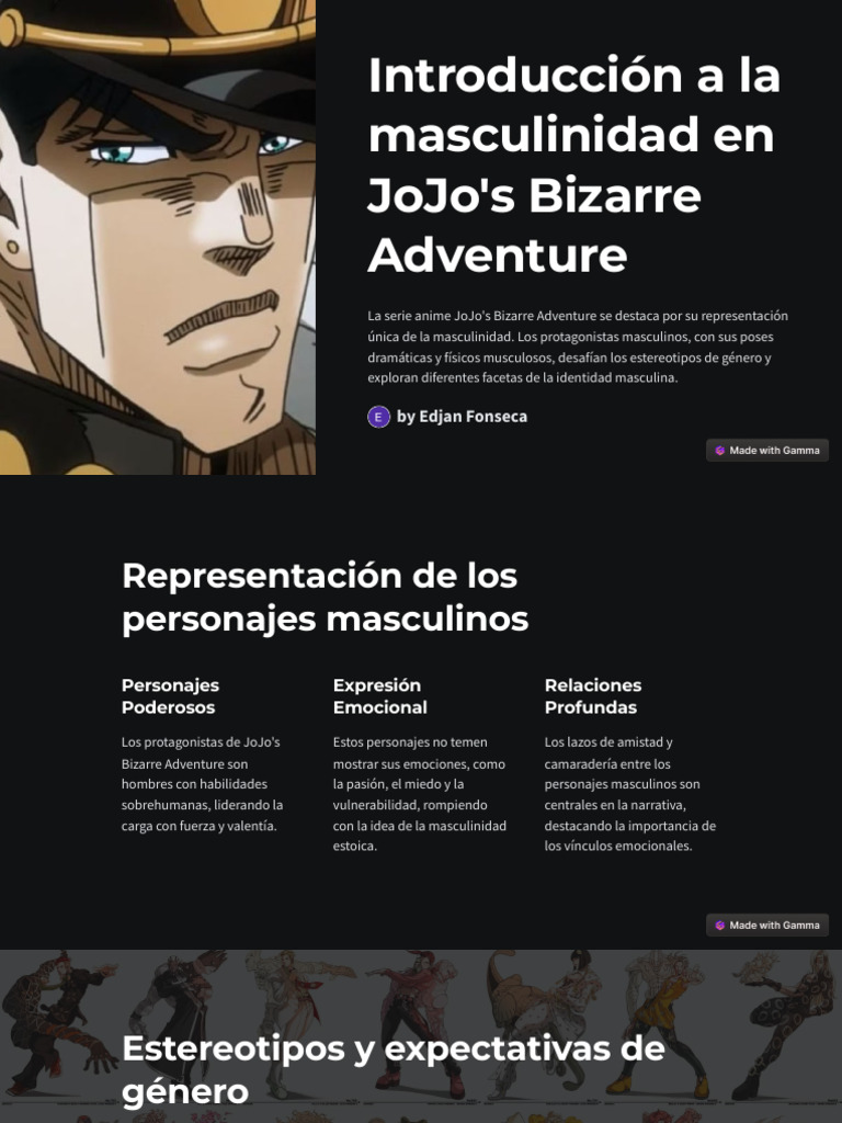 Introduccion A La Masculinidad en JoJos Bizarre Adventure | PDF ...
