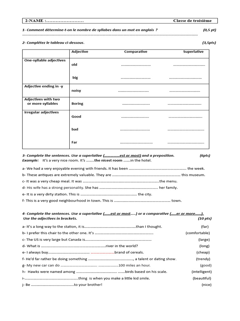 2 - Interro Compatives + Superlatives | PDF | Linguistic Typology | Syntax
