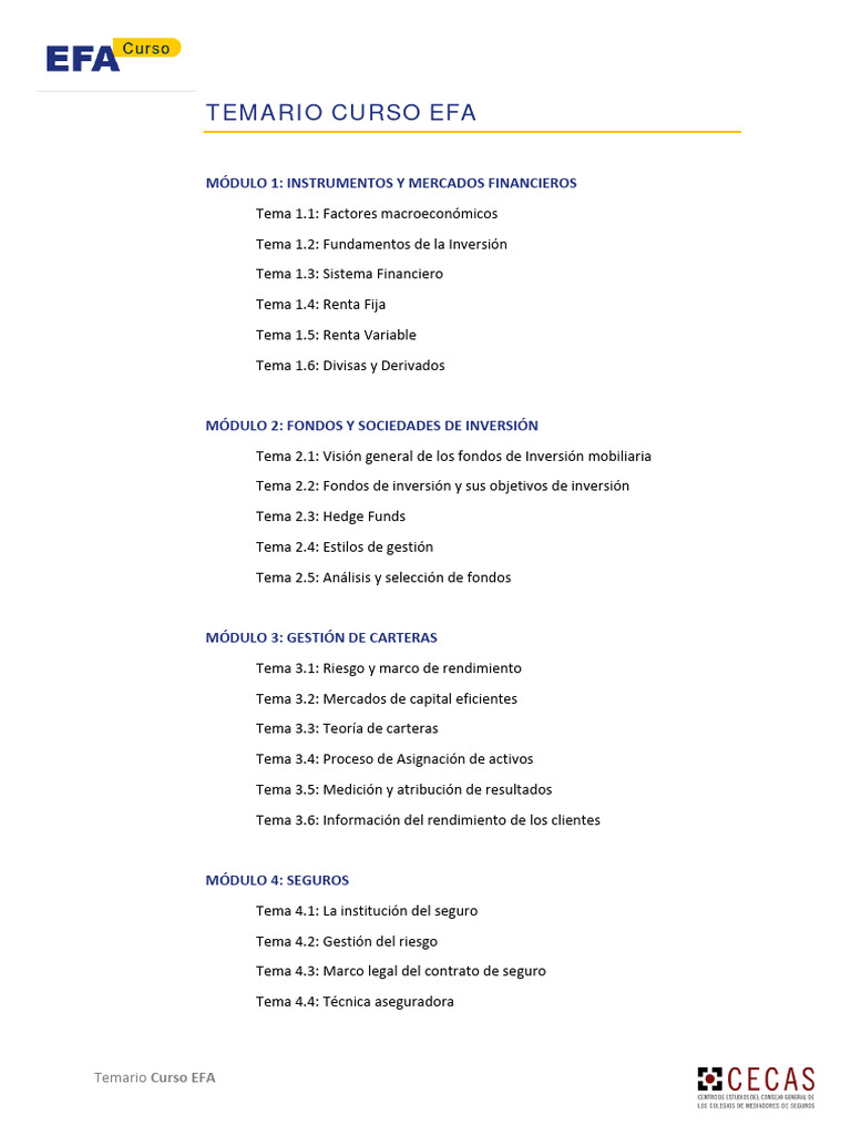 hOYUIUXPTemario EFA | PDF | Seguro | Inversiones