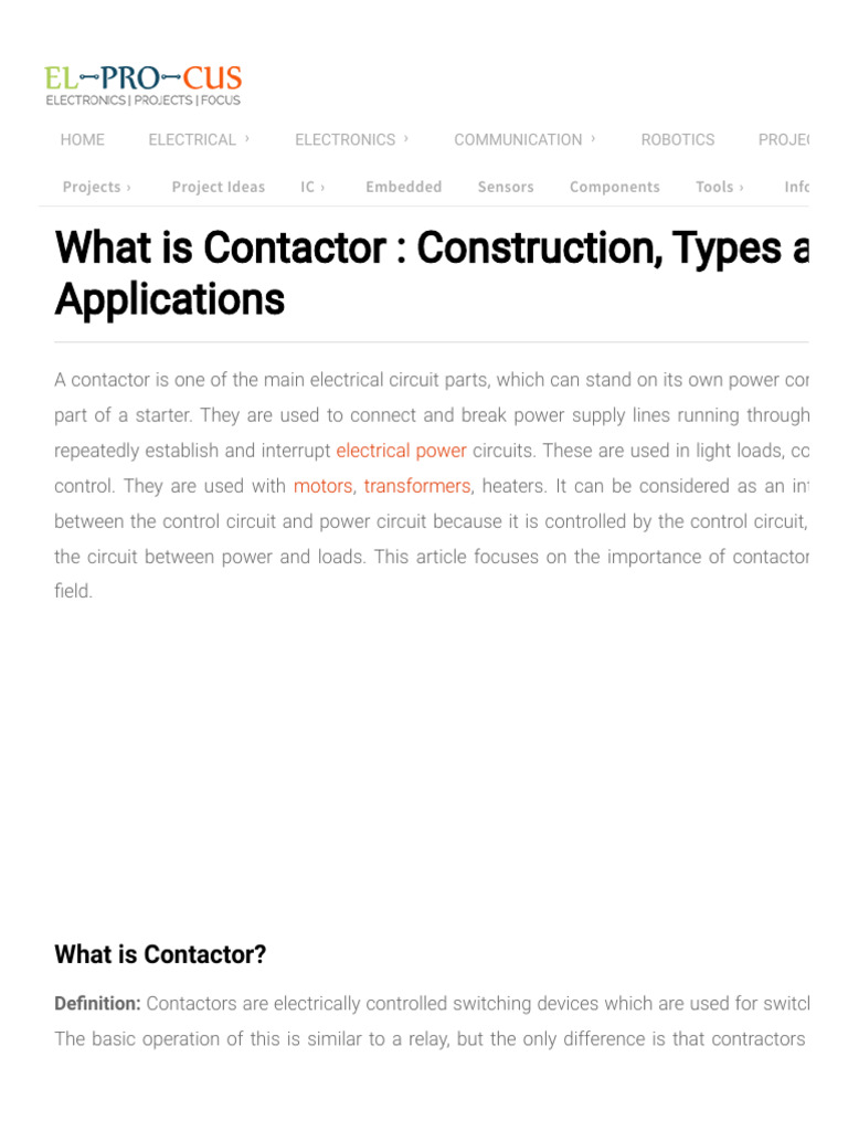 Understanding Contactor Principles | PDF | Relay | Switch