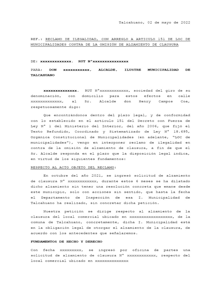 REC. ILEGALIDAD Modelo | PDF | Gobierno | Justicia