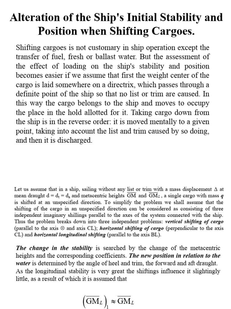 5 Ship Stability Cargo Shifting TUK I | PDF