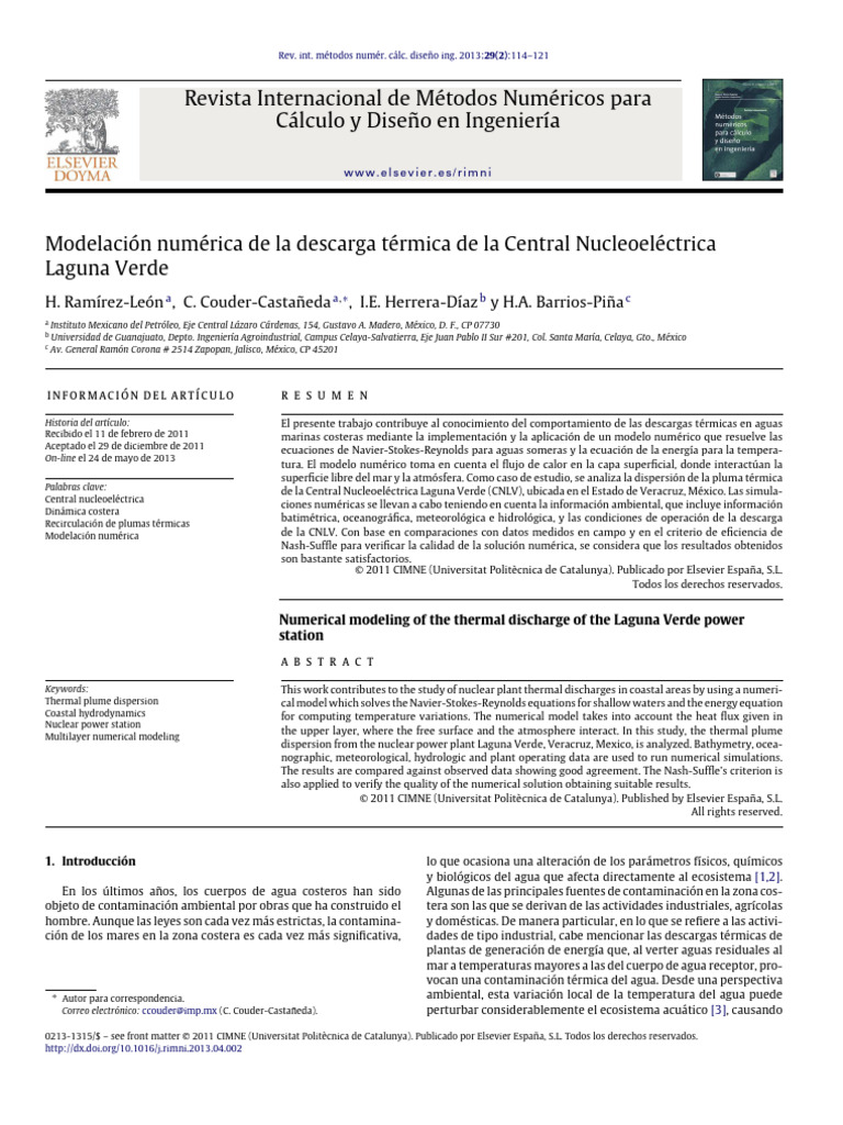 Modelación térmica de Laguna Verde | PDF | Agua | Temperatura