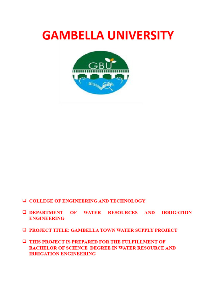 Gambella Town Water Supply Project | PDF | Water | Pump